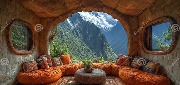 A Room with Inca-inspired Decor Stock Illustration - Illustration of ...