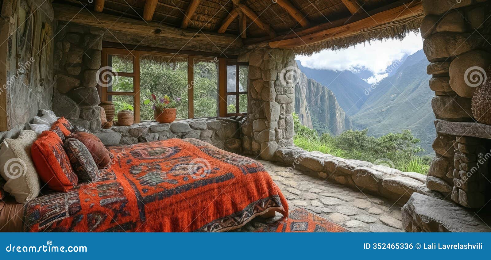 A Room with Inca-inspired Decor Stock Illustration - Illustration of ...