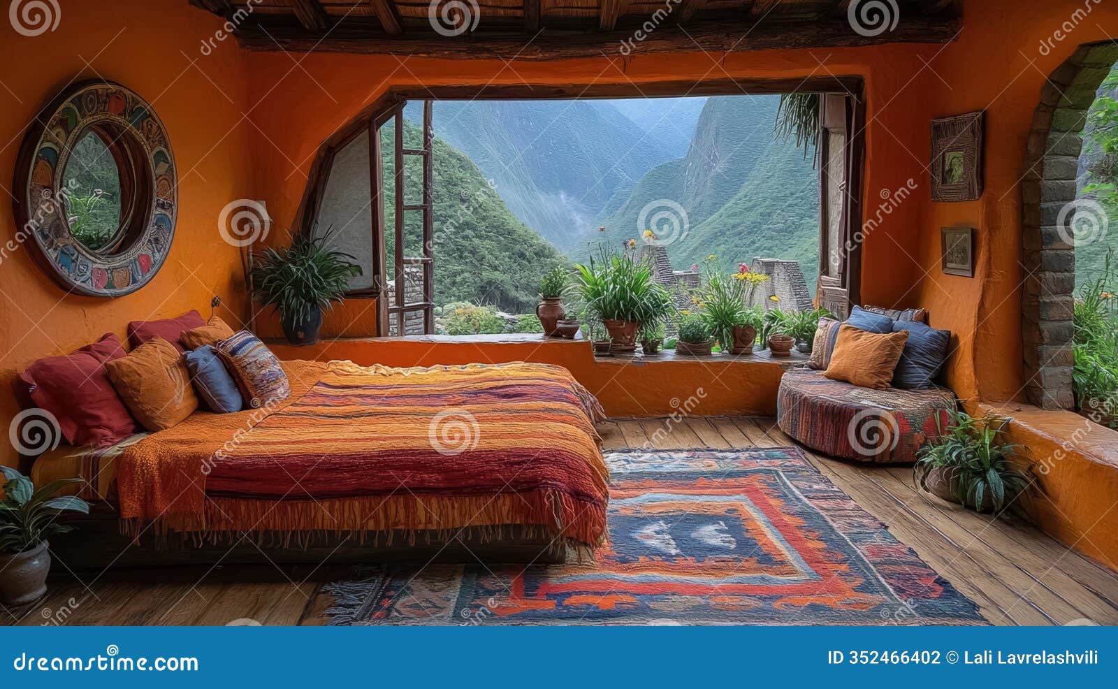 A Room with Inca-inspired Decor Stock Illustration - Illustration of ...