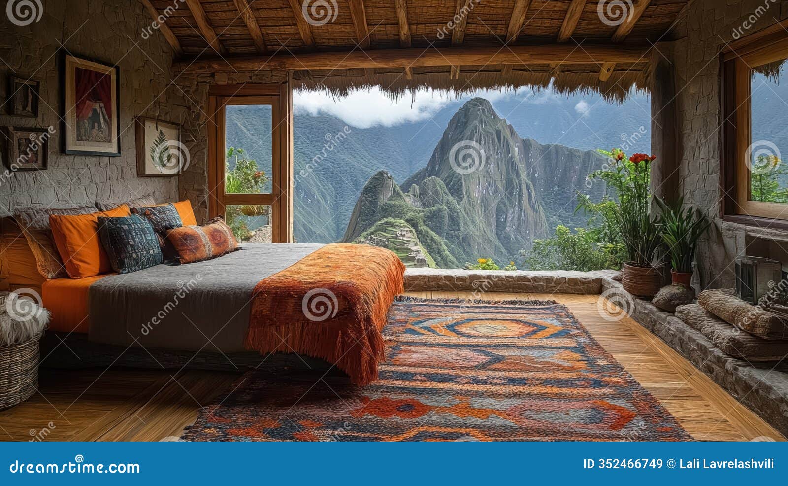 A Room with Inca-inspired Decor Stock Illustration - Illustration of ...