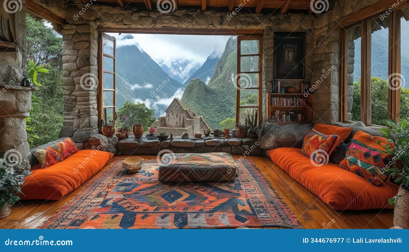 A Room with Inca-inspired Decor Stock Illustration - Illustration of ...