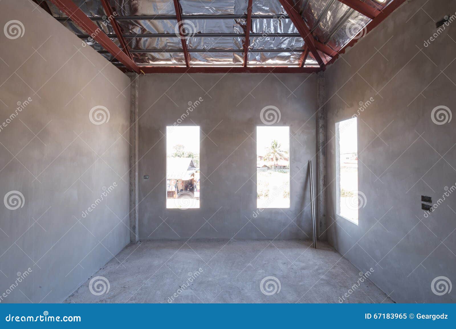 Room of Inside House Under Construction Stock Image - Image of builder ...