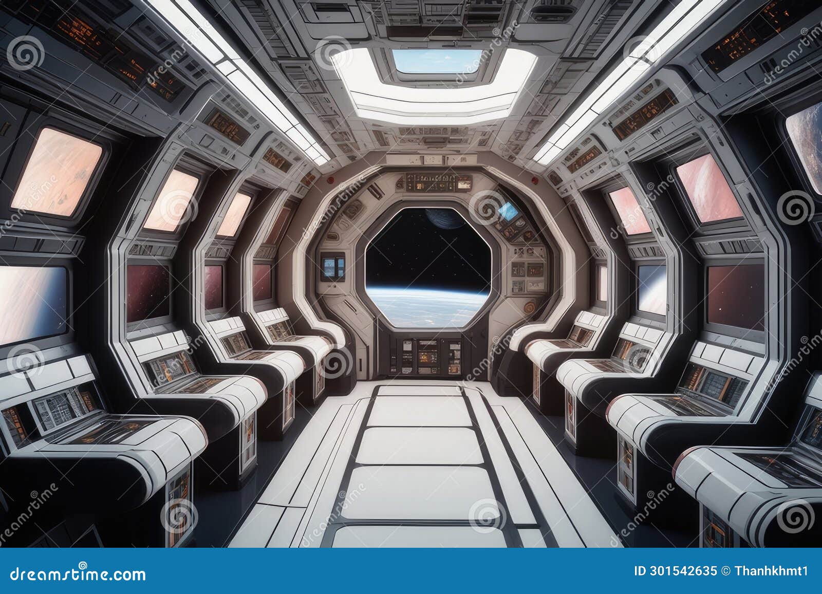 A Room Inside a Spaceship, Horizontal Composition Stock Illustration ...