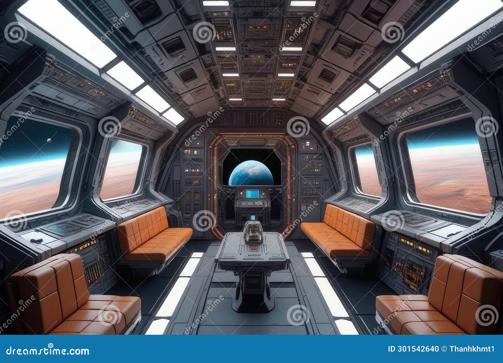 A Room Inside a Spaceship, Horizontal Composition Stock Illustration ...