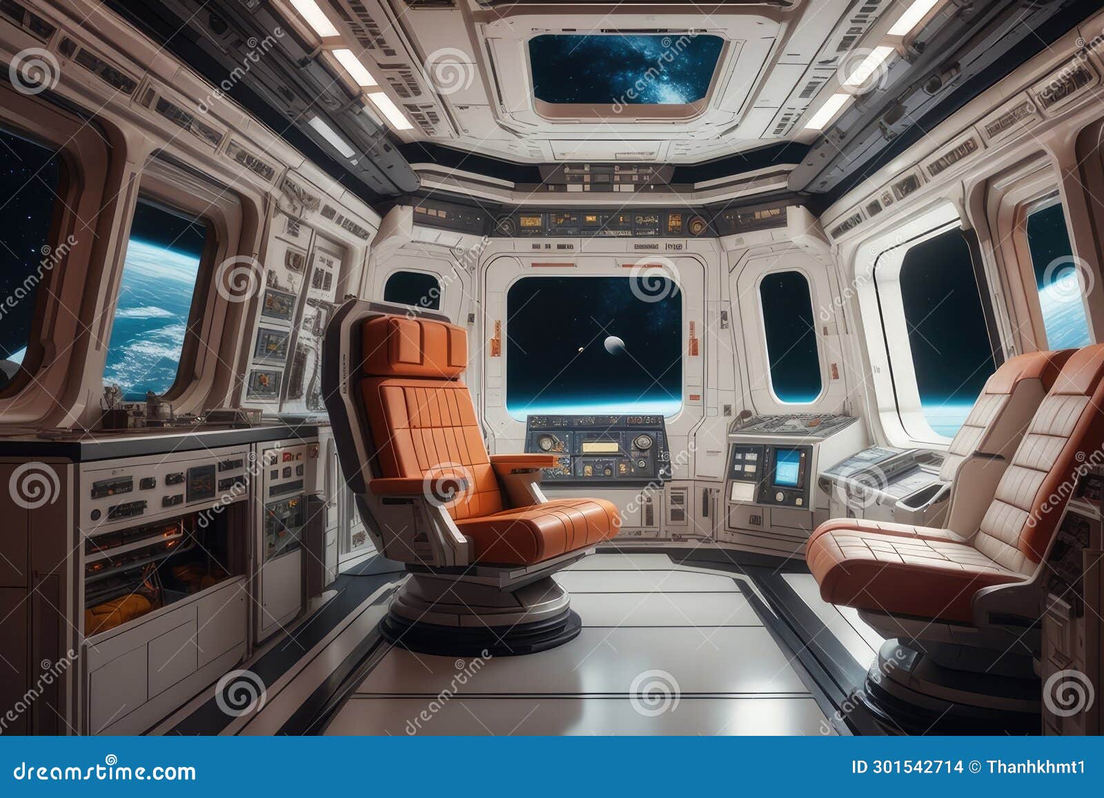 A Room Inside a Spaceship, Horizontal Composition Stock Illustration ...