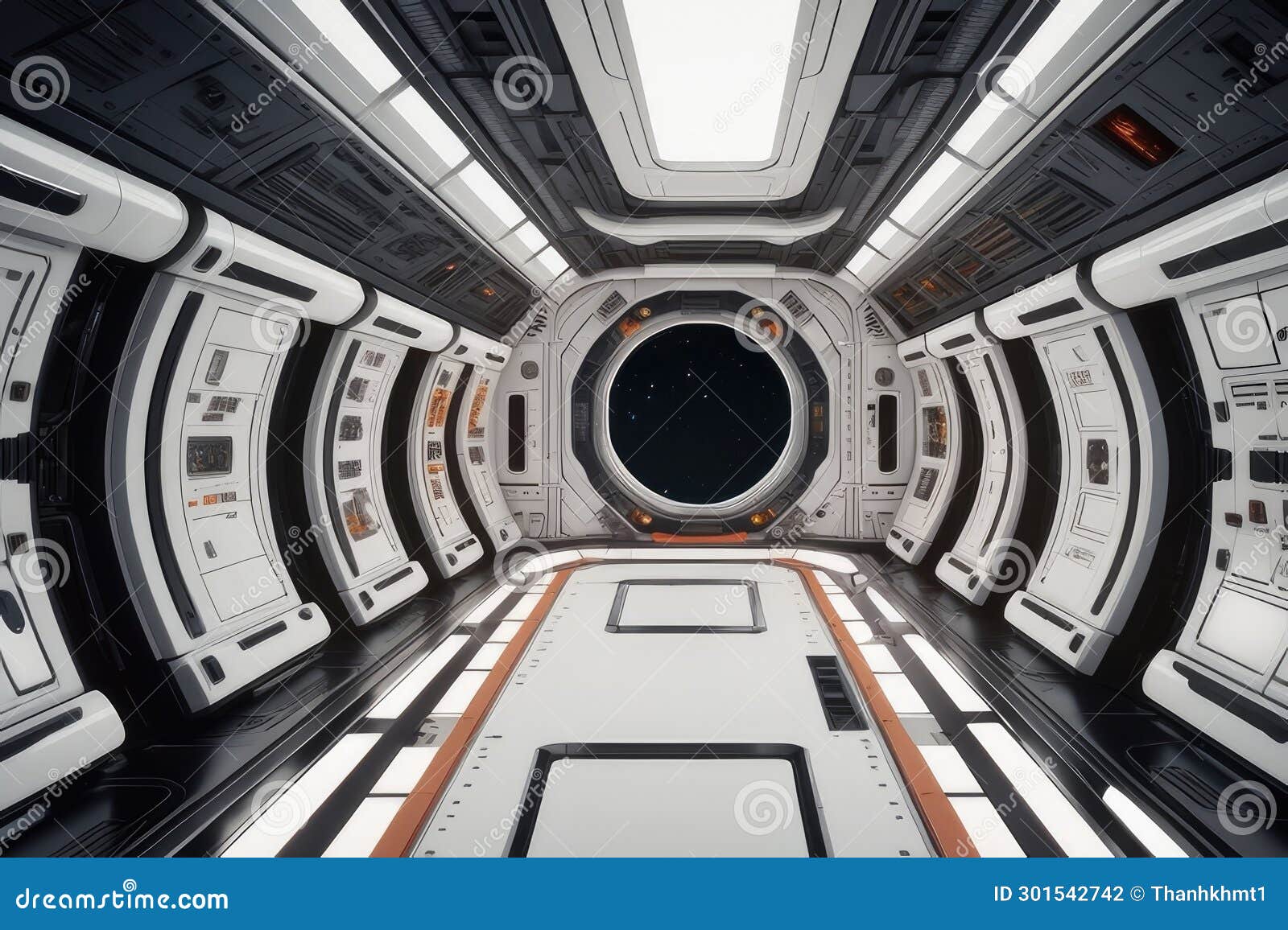 A Room Inside a Spaceship, Horizontal Composition Stock Illustration ...