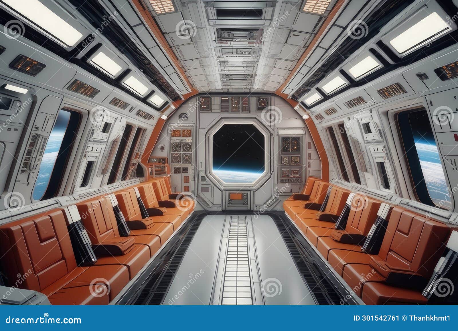 A Room Inside a Spaceship, Horizontal Composition Stock Illustration ...