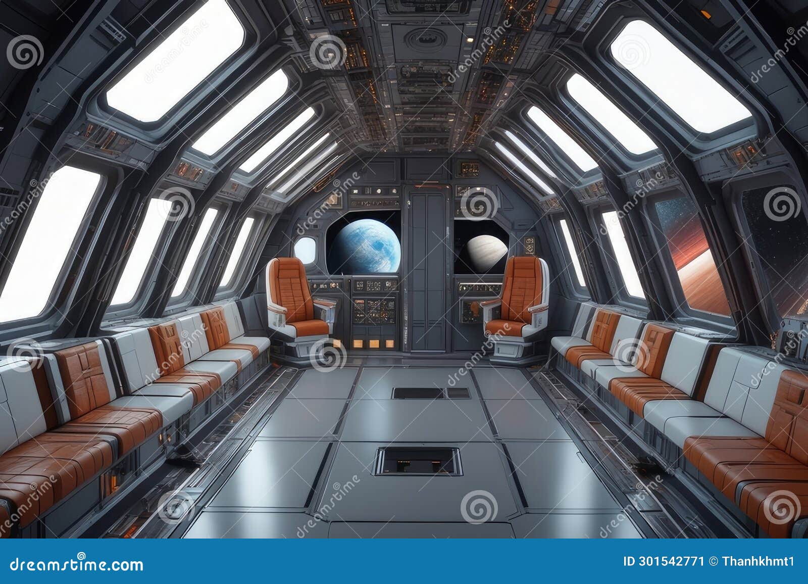 A Room Inside a Spaceship, Horizontal Composition Stock Illustration ...