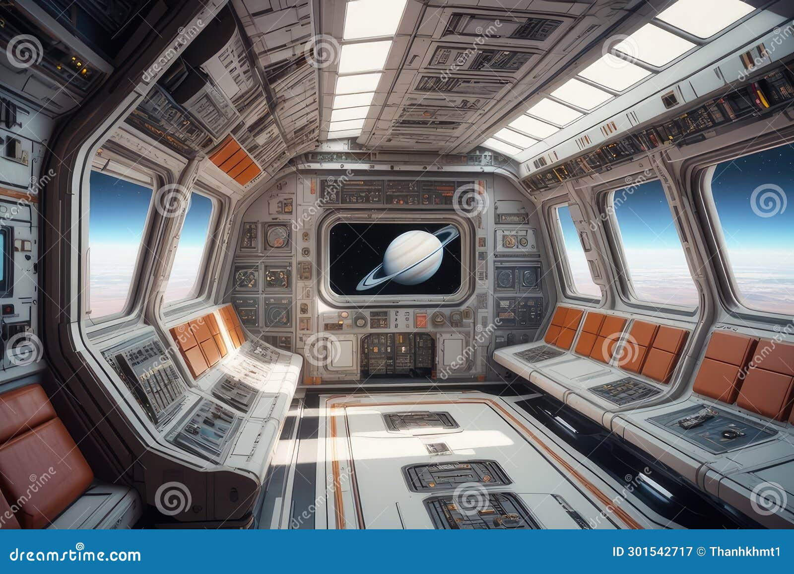 A Room Inside a Spaceship, Horizontal Composition Stock Illustration ...