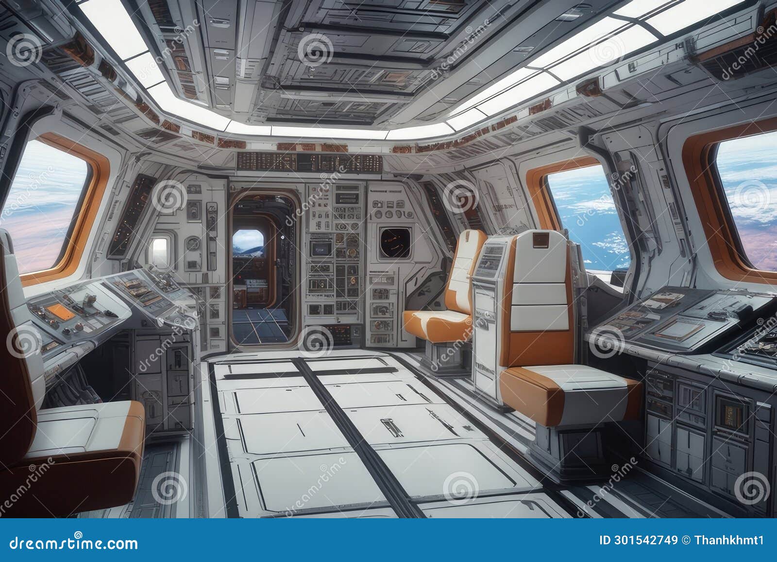 A Room Inside a Spaceship, Horizontal Composition Stock Illustration ...