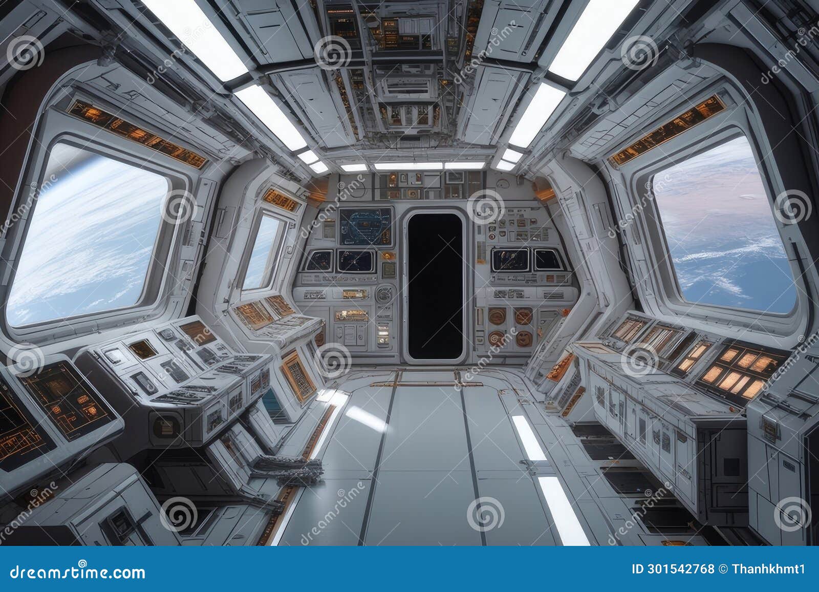 A Room Inside a Spaceship, Horizontal Composition Stock Illustration ...