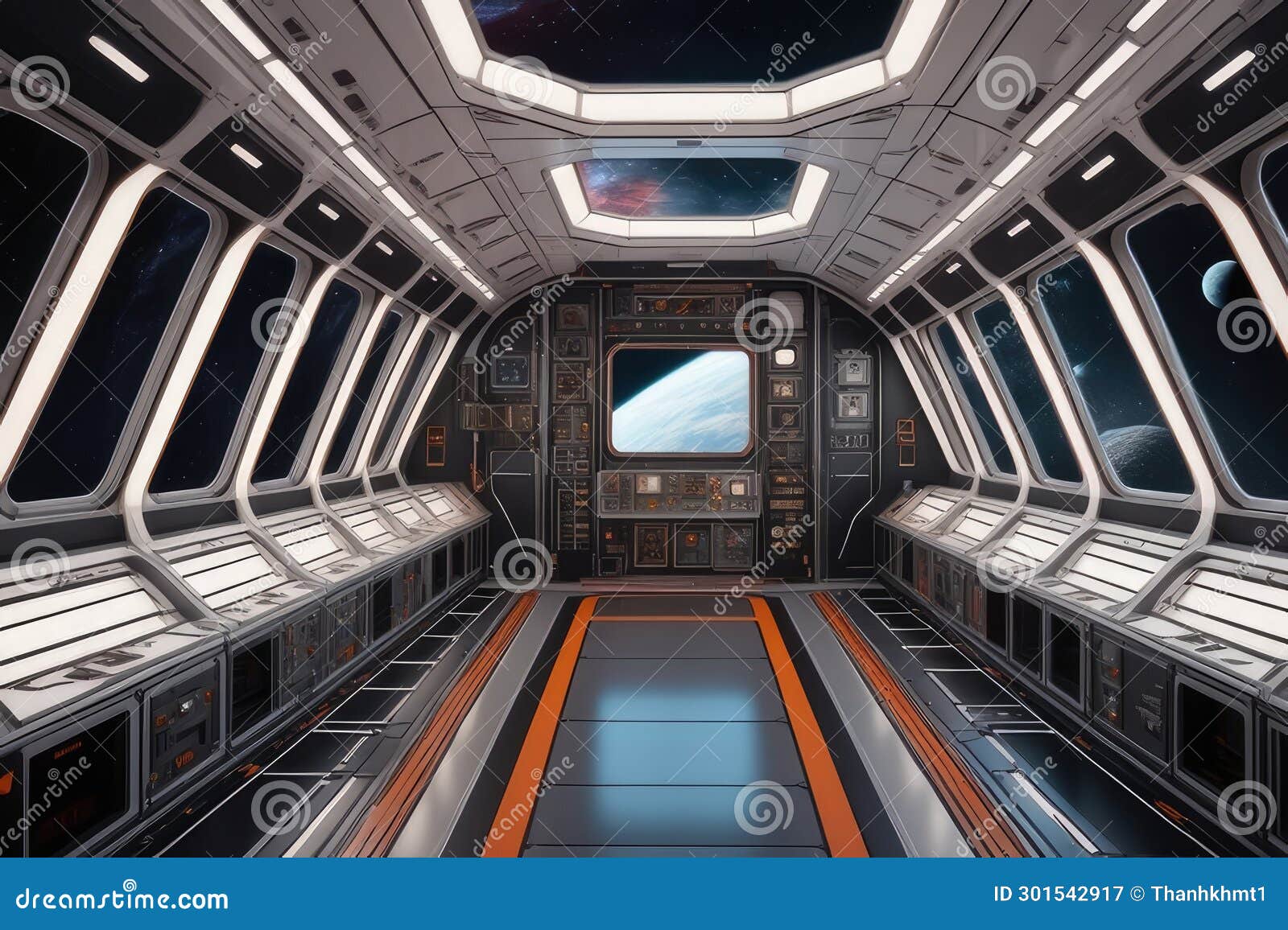 A Room Inside a Spaceship, Horizontal Composition Stock Illustration ...