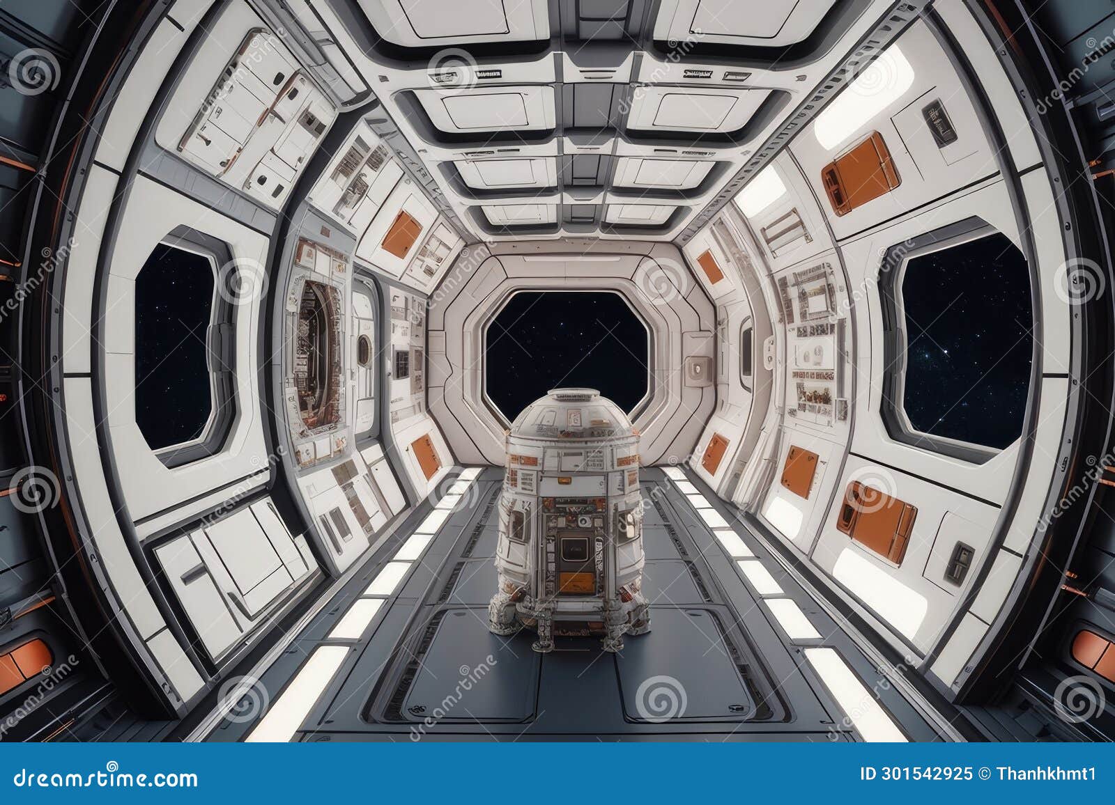A Room Inside a Spaceship, Horizontal Composition Stock Illustration ...