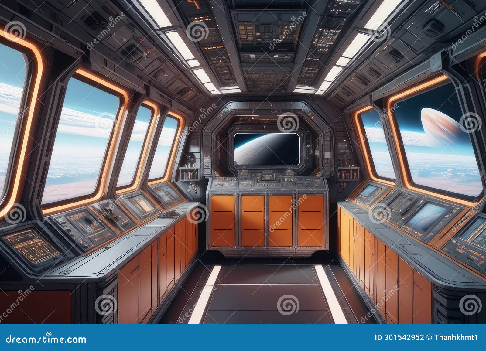 A Room Inside a Spaceship, Horizontal Composition Stock Illustration ...