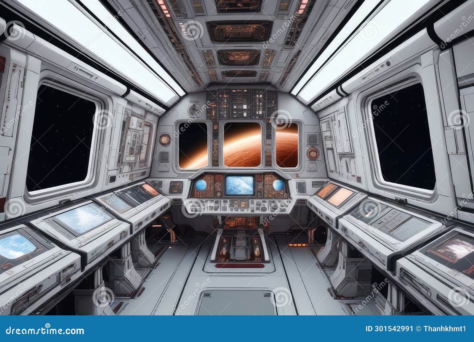 A Room Inside a Spaceship, Horizontal Composition Stock Illustration ...