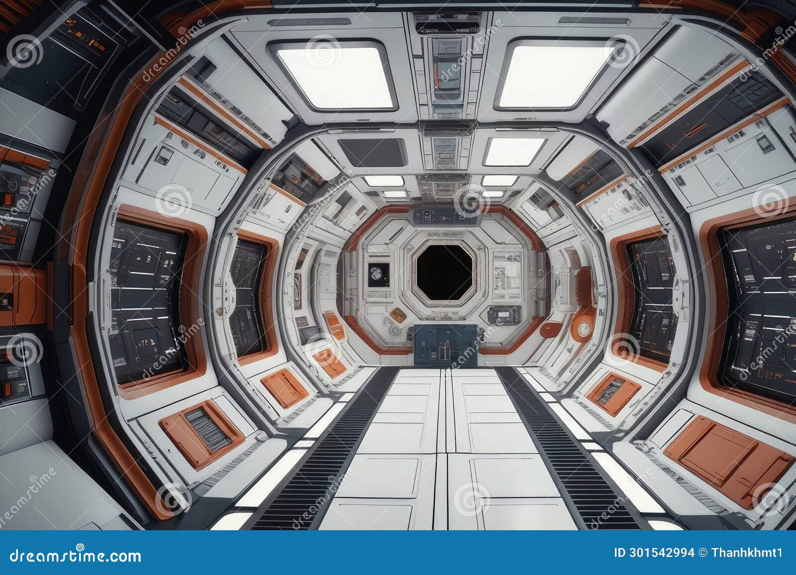 A Room Inside a Spaceship, Horizontal Composition Stock Illustration ...