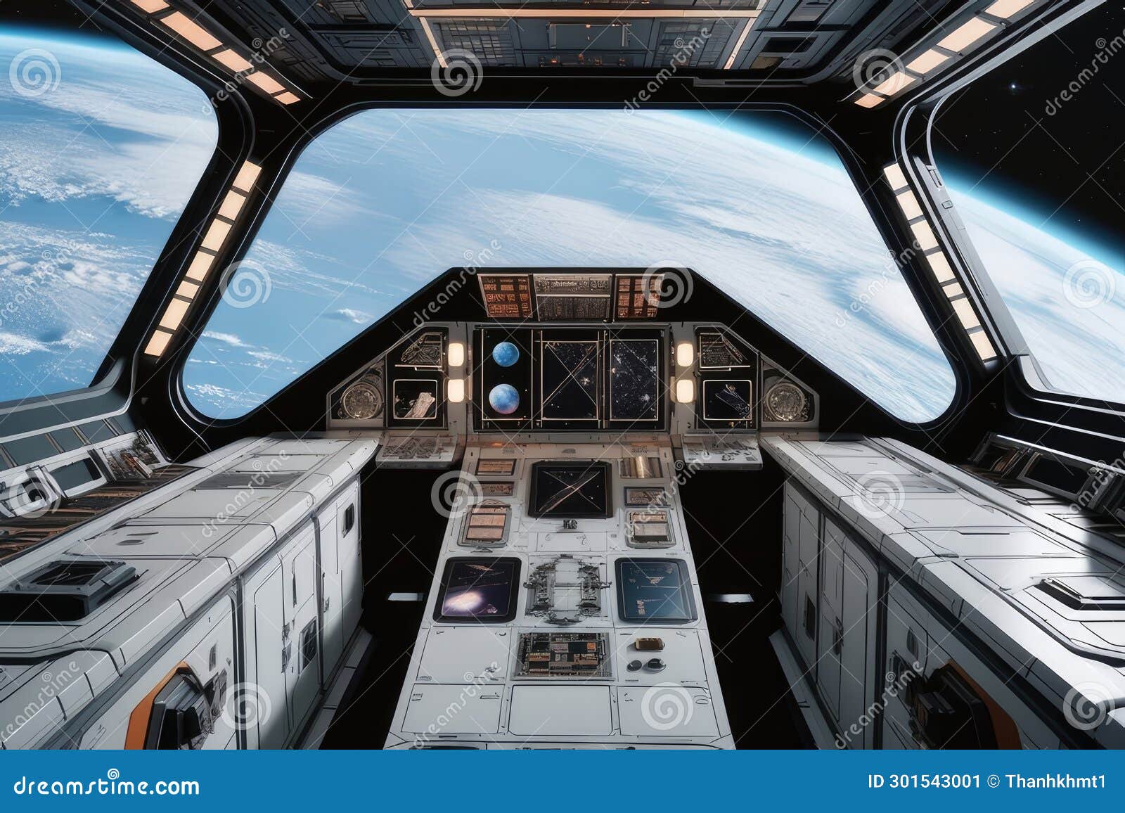 A Room Inside a Spaceship, Horizontal Composition Stock Illustration ...