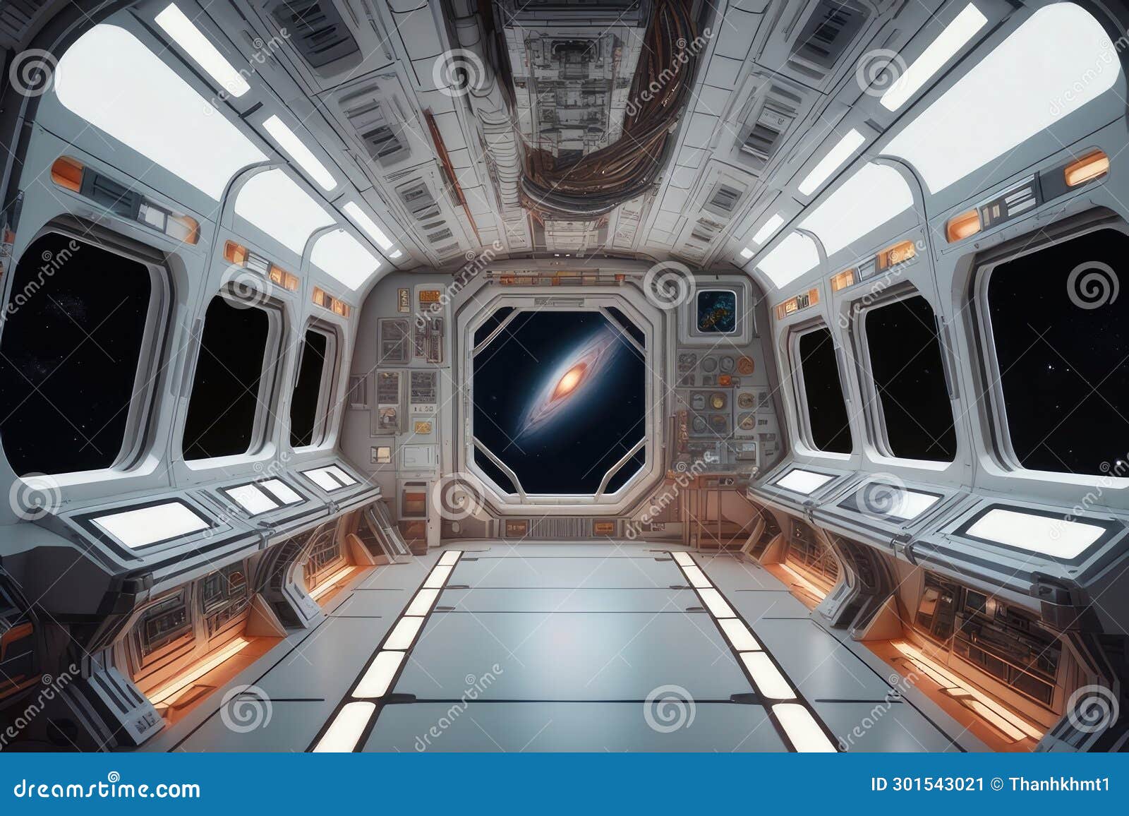 A Room Inside a Spaceship, Horizontal Composition Stock Illustration ...