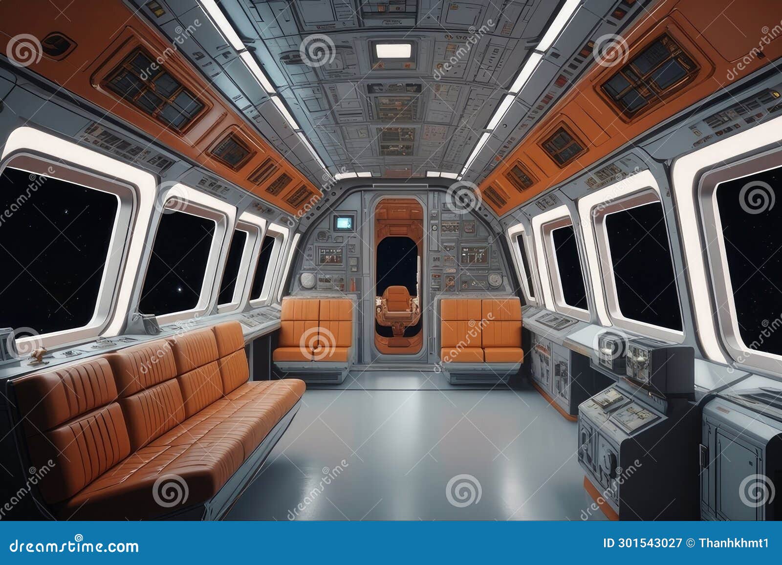 A Room Inside a Spaceship, Horizontal Composition Stock Illustration ...