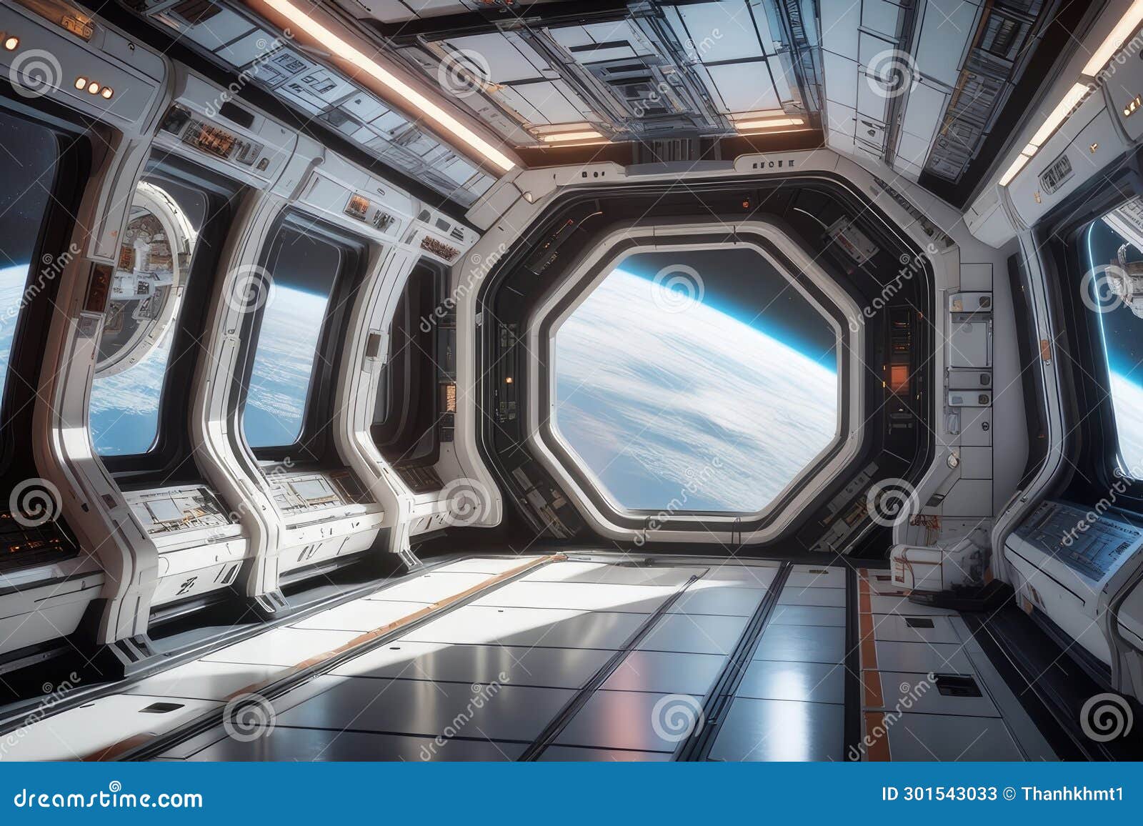 A Room Inside a Spaceship, Horizontal Composition Stock Illustration ...