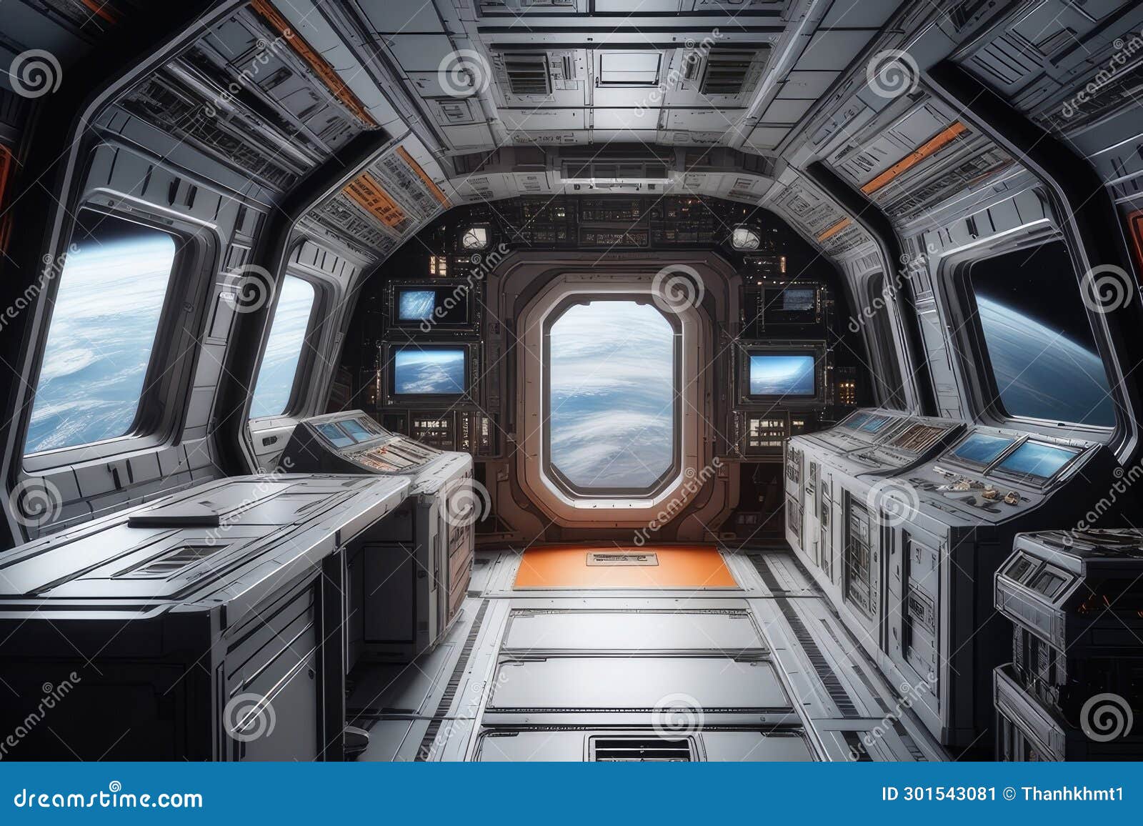 A Room Inside a Spaceship, Horizontal Composition Stock Illustration ...