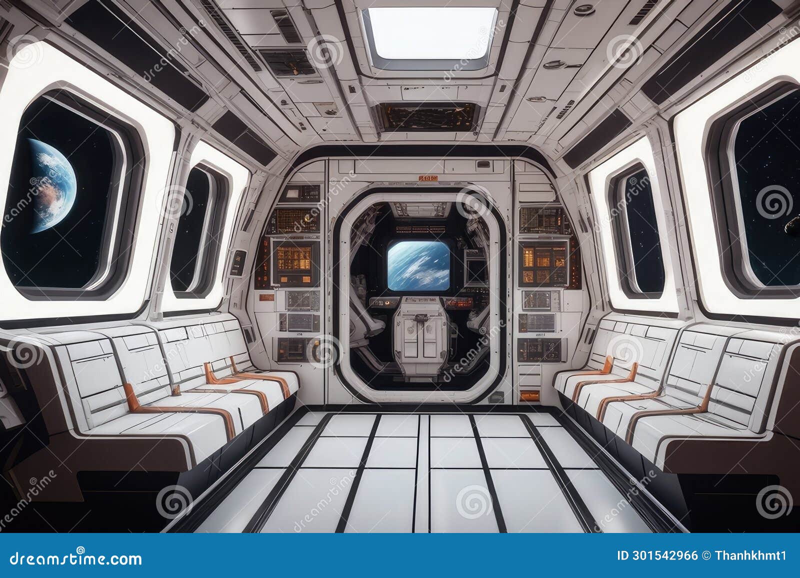 A Room Inside a Spaceship, Horizontal Composition Stock Illustration ...