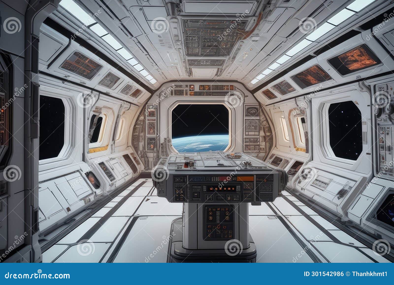 A Room Inside a Spaceship, Horizontal Composition Stock Illustration ...
