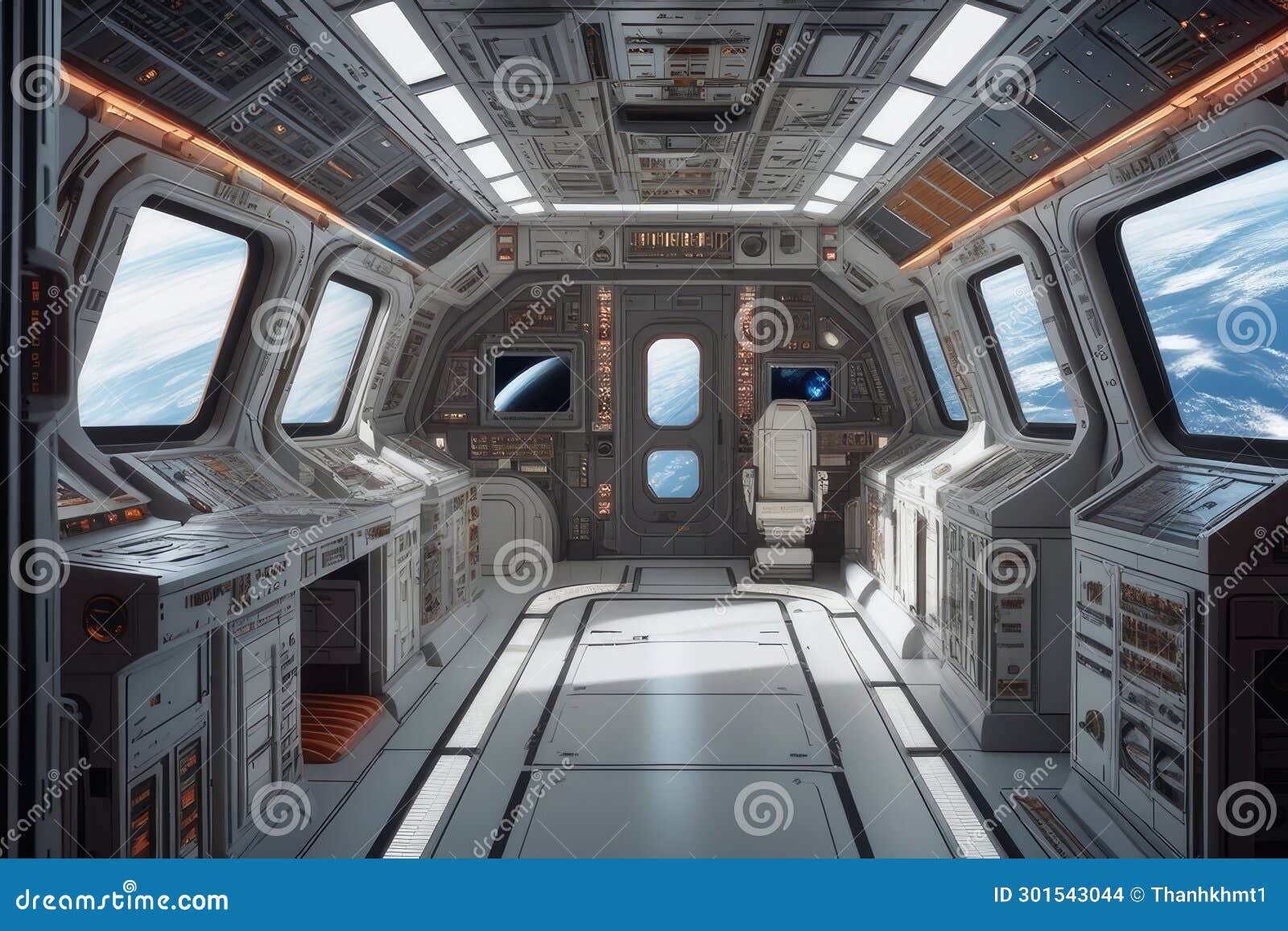 A Room Inside a Spaceship, Horizontal Composition Stock Illustration ...