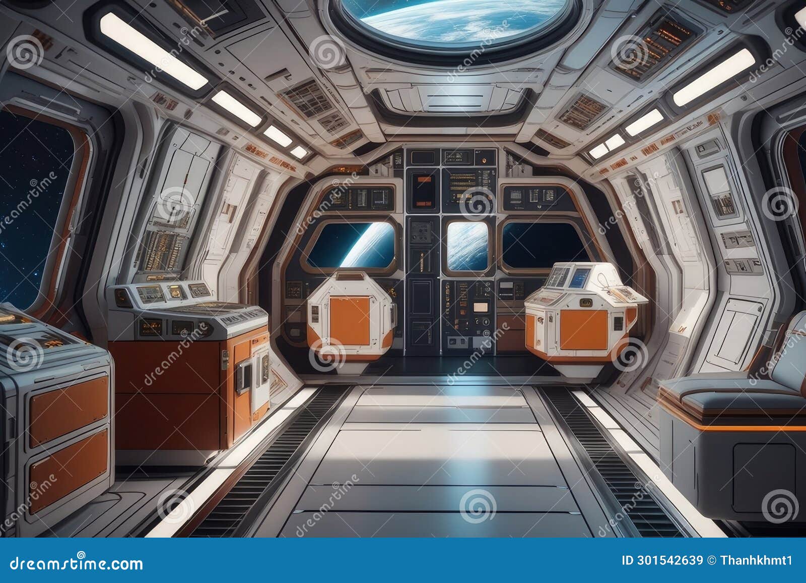A Room Inside a Spaceship, Horizontal Composition Stock Illustration ...