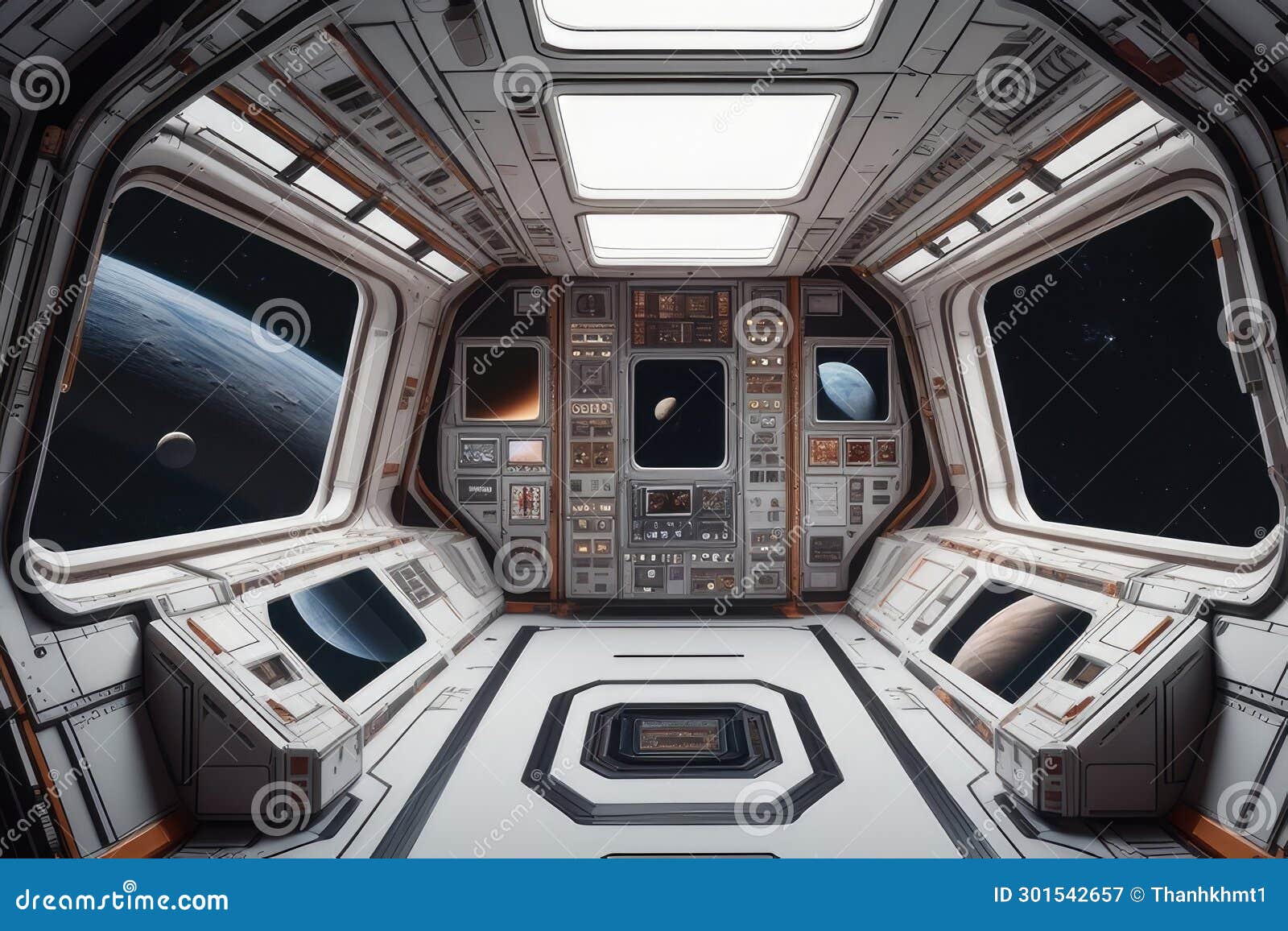 A Room Inside a Spaceship, Horizontal Composition Stock Illustration ...