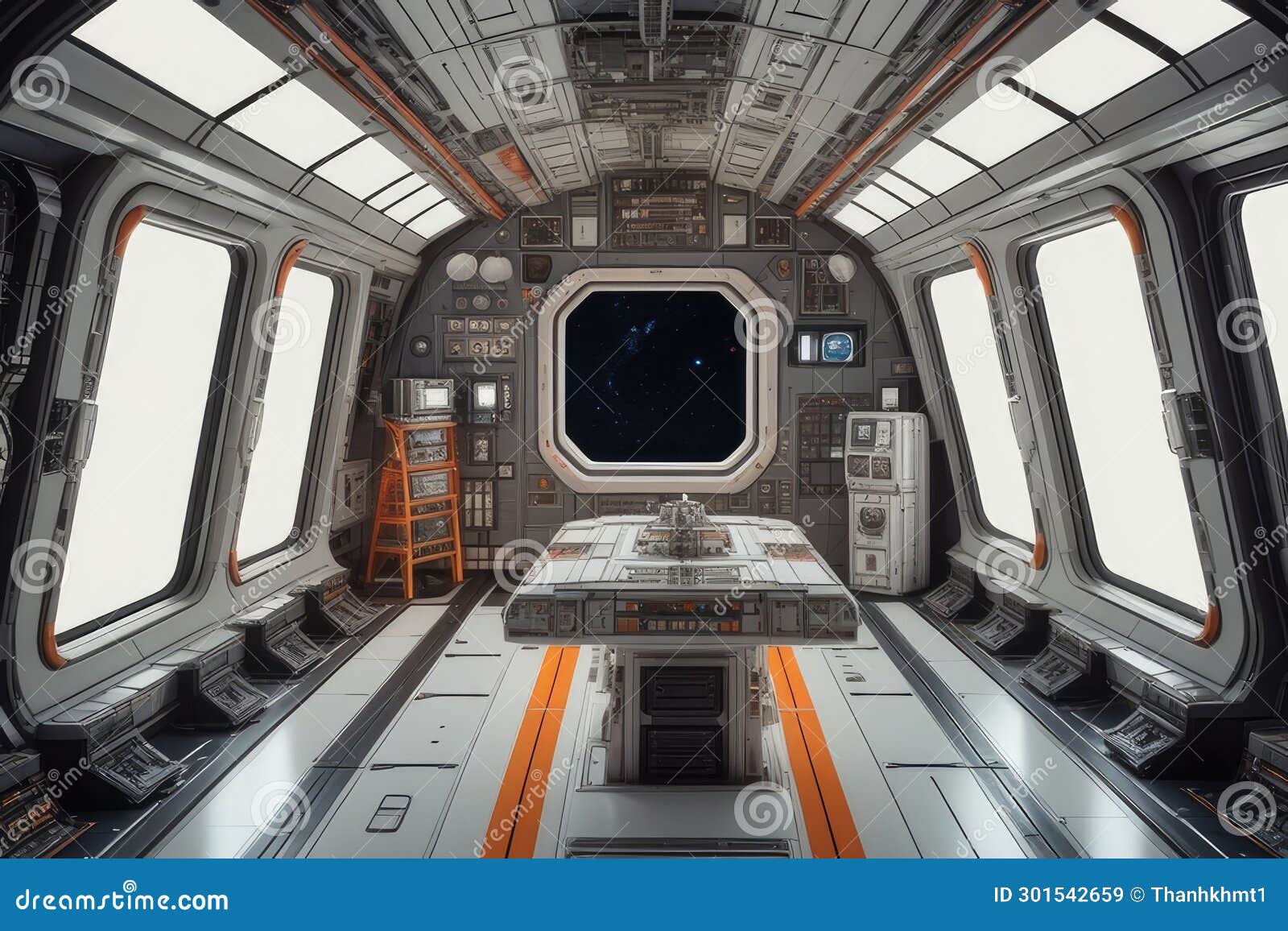 A Room Inside a Spaceship, Horizontal Composition Stock Illustration ...