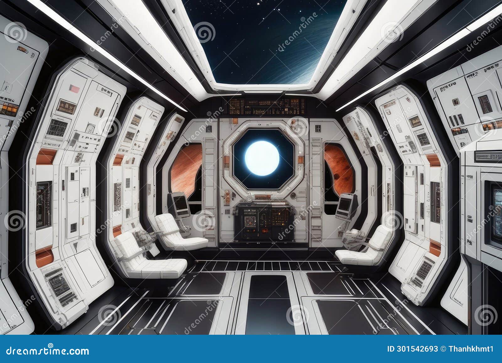 A Room Inside a Spaceship, Horizontal Composition Stock Illustration ...
