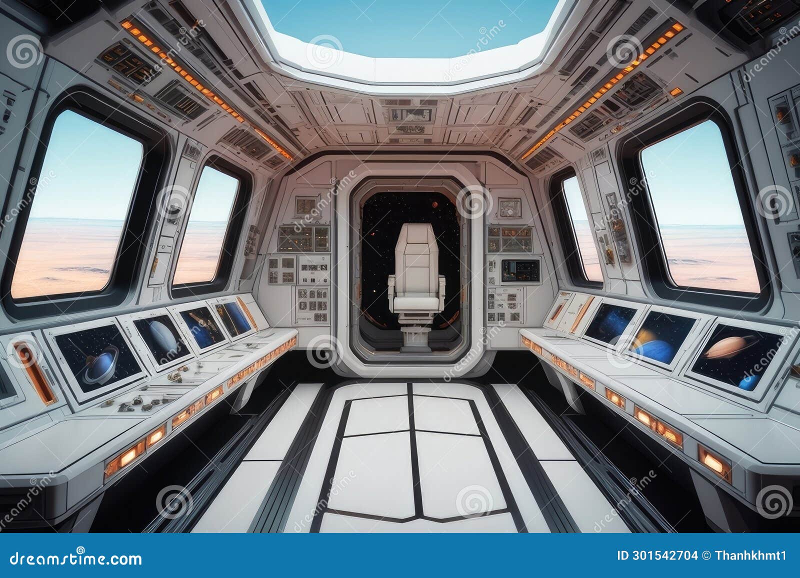 A Room Inside a Spaceship, Horizontal Composition Stock Illustration ...