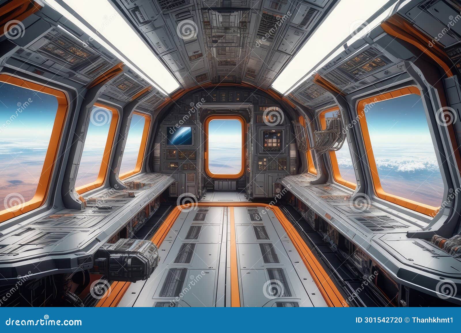 A Room Inside a Spaceship, Horizontal Composition Stock Illustration ...