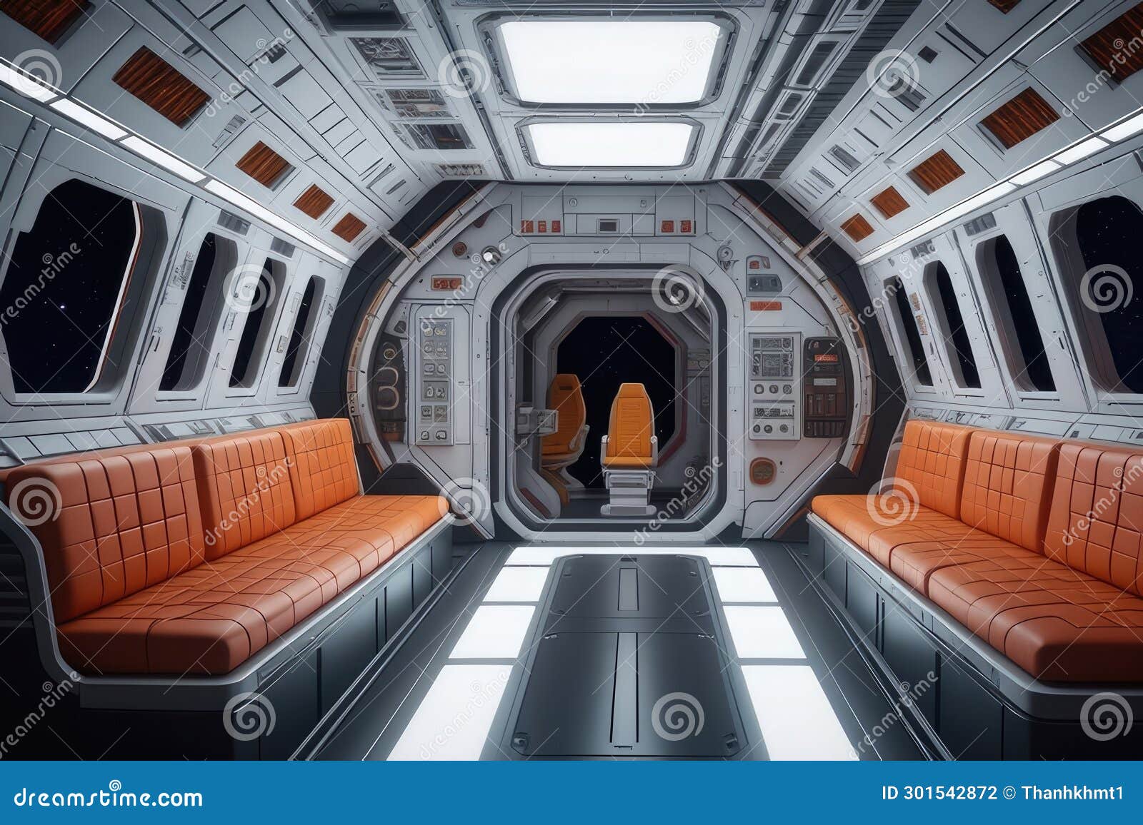 A Room Inside a Spaceship, Horizontal Composition Stock Illustration ...