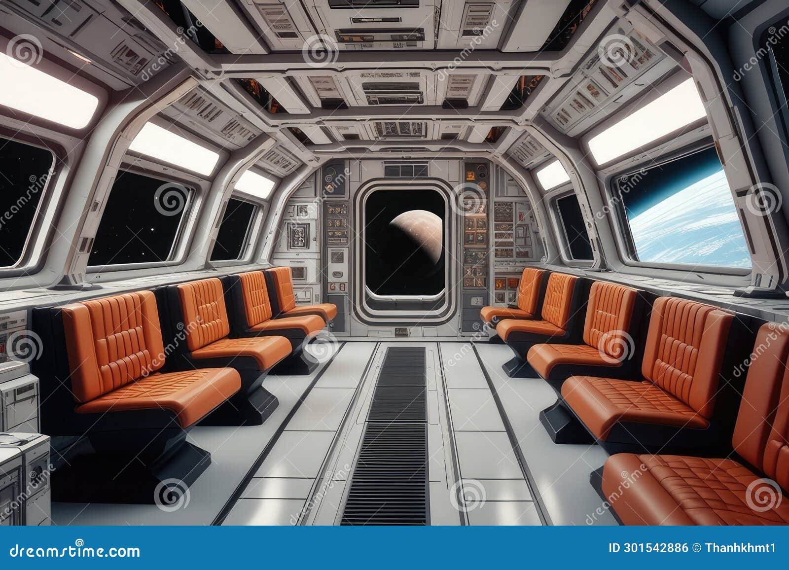 A Room Inside a Spaceship, Horizontal Composition Stock Illustration ...