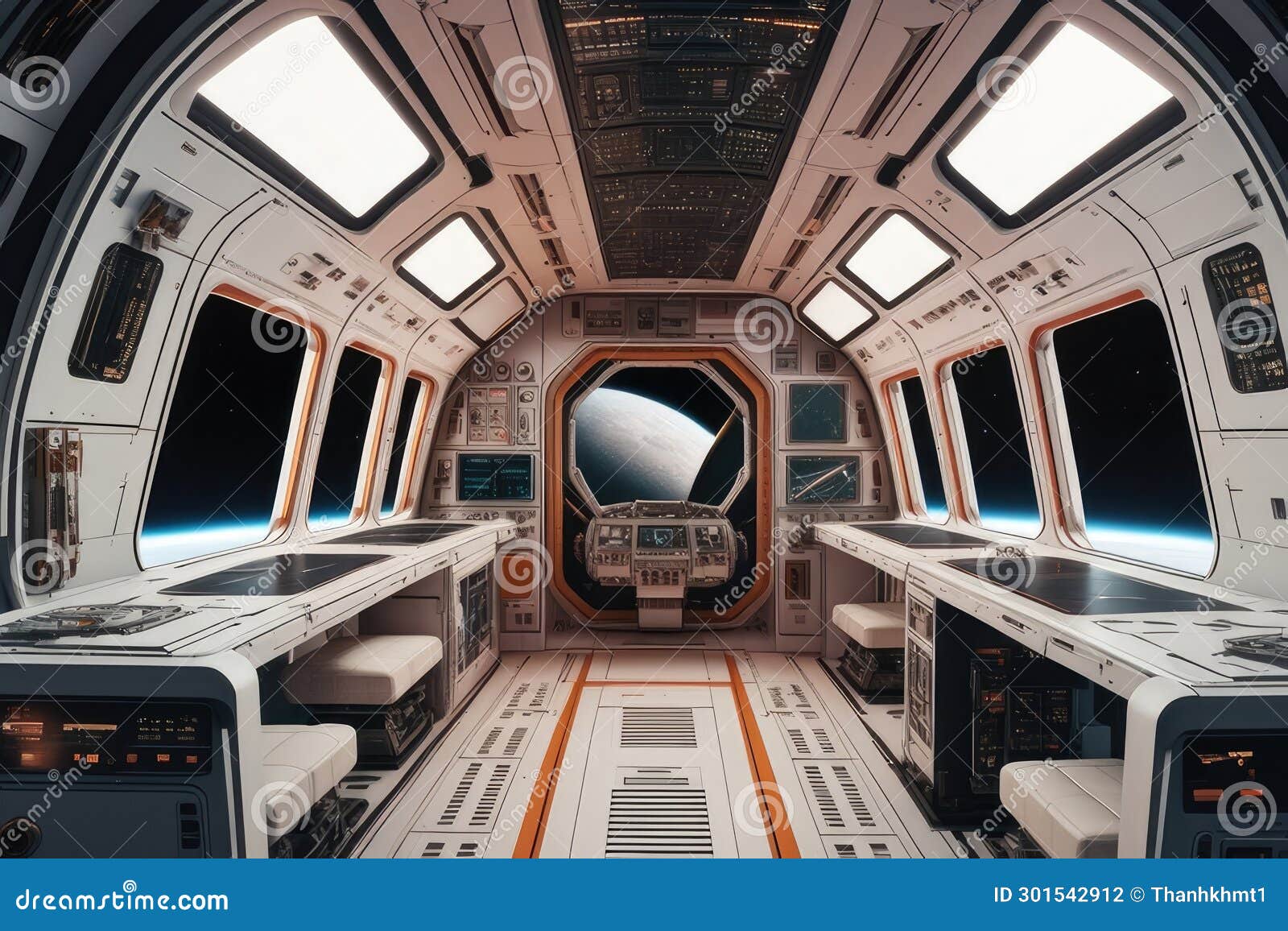 A Room Inside a Spaceship, Horizontal Composition Stock Illustration ...