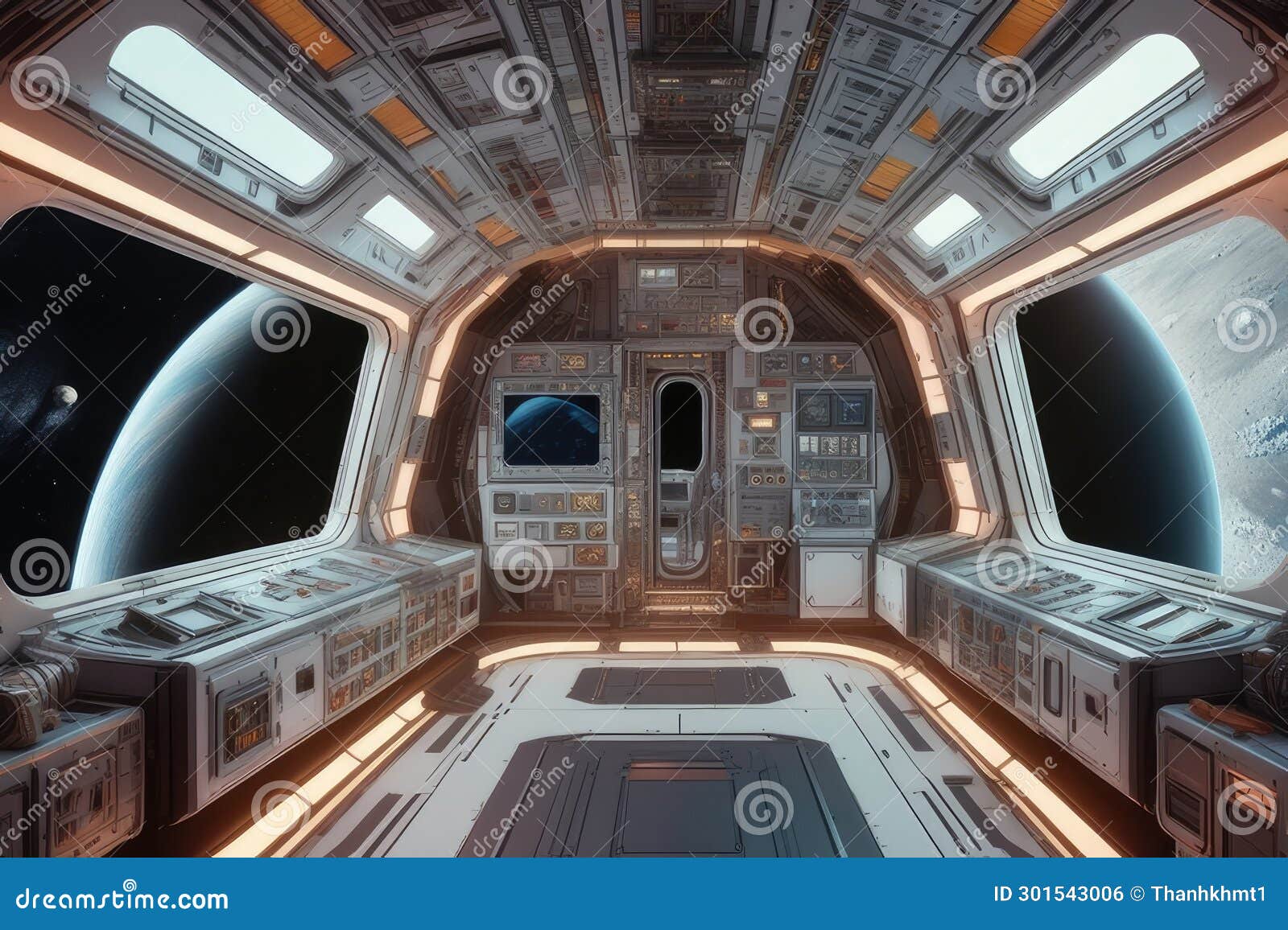 A Room Inside a Spaceship, Horizontal Composition Stock Illustration ...