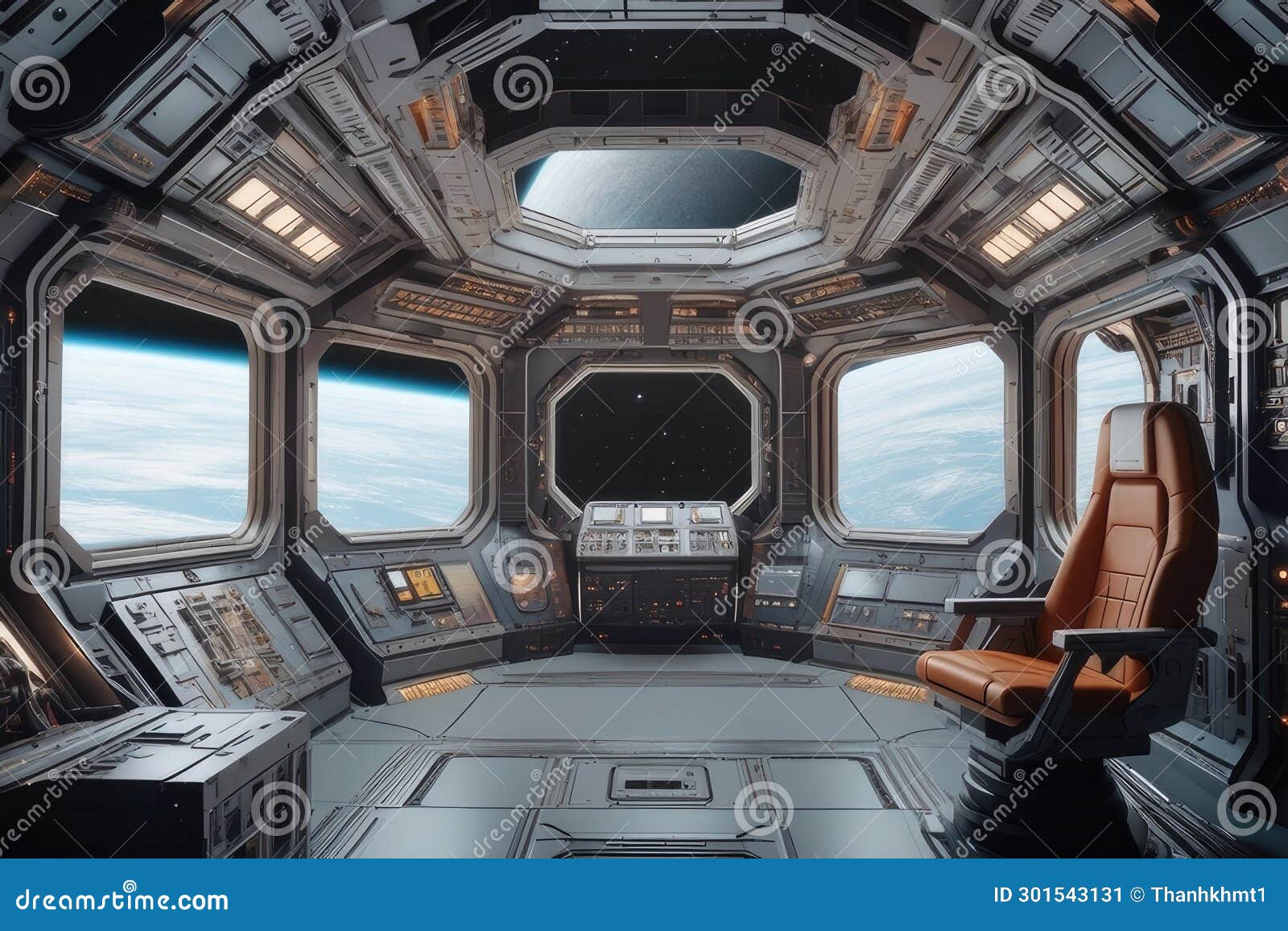 A Room Inside a Spaceship, Horizontal Composition Stock Illustration ...
