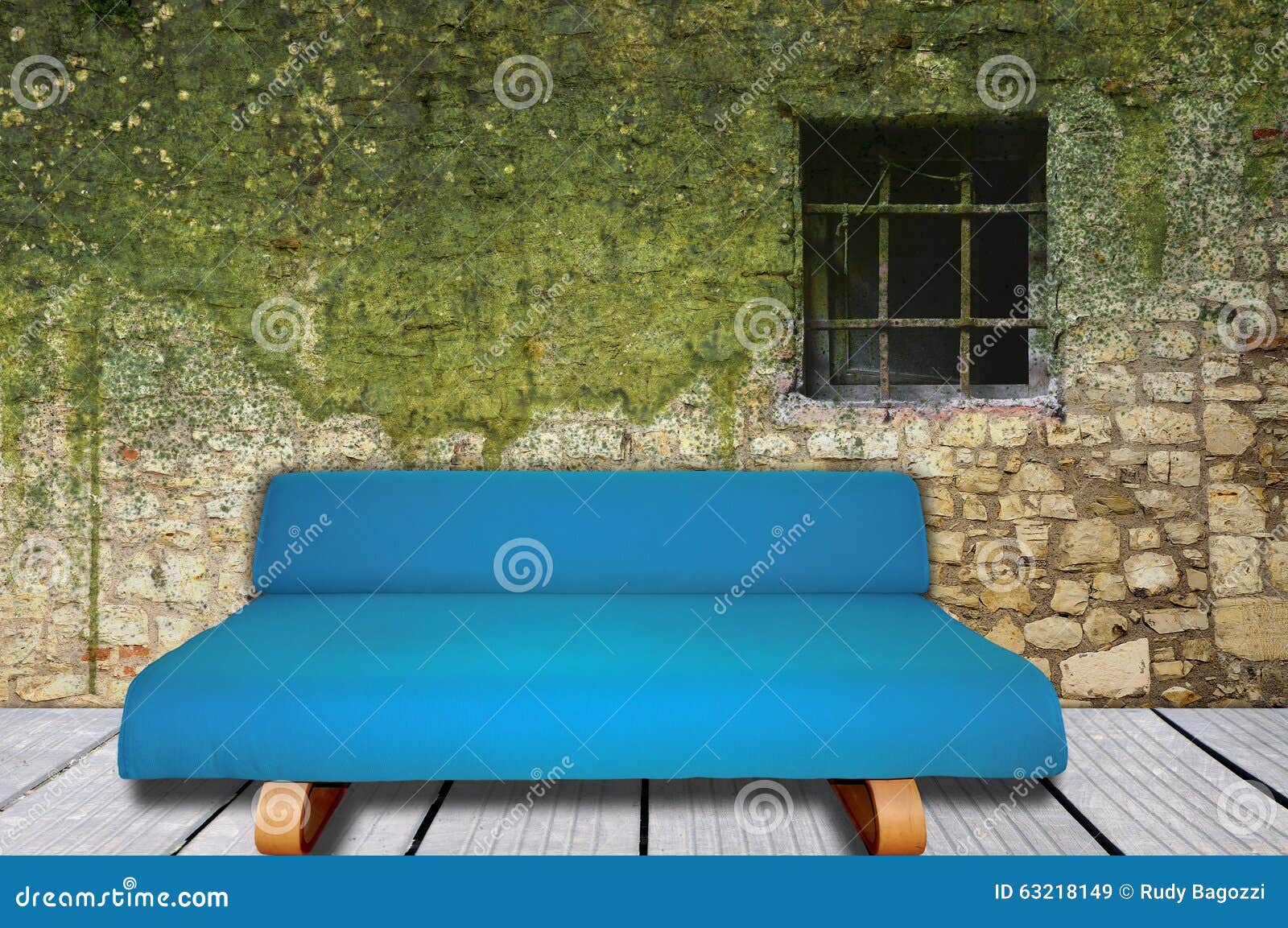 Blue Jay On A Mossy Stump With Green Grass And Ferns Illustration ...