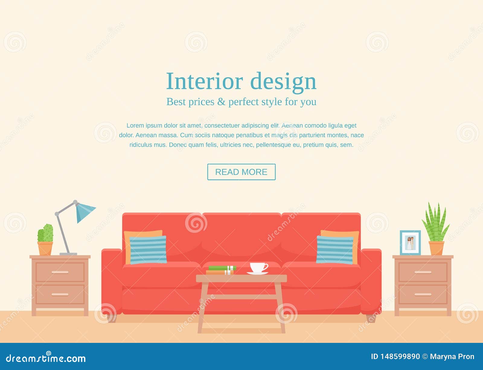 Living Room Interior with Text. Vector Illustration Stock Vector ...