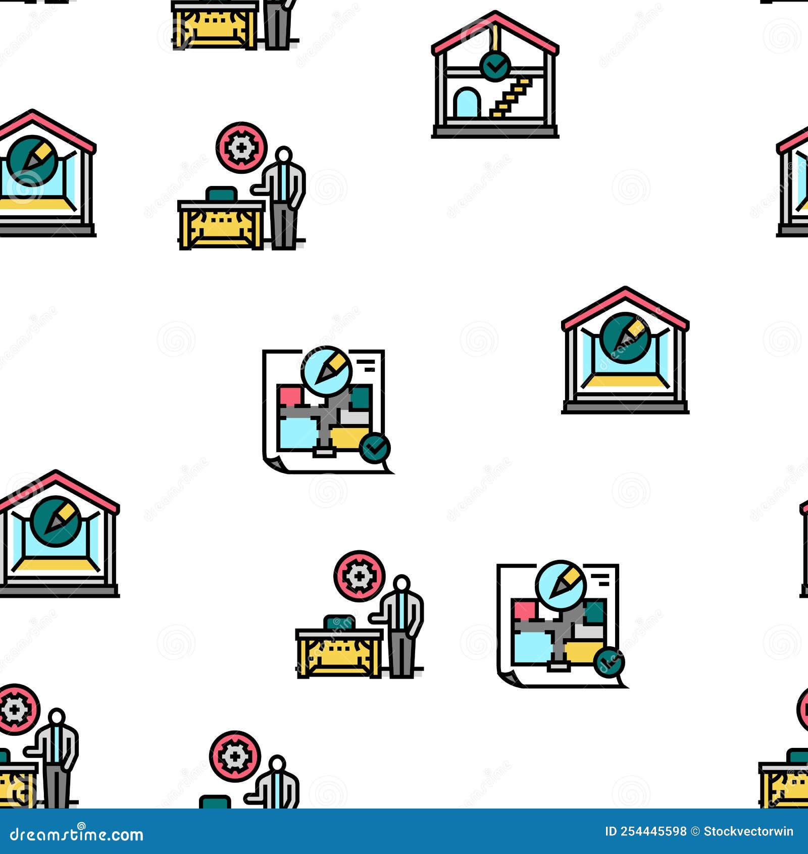 Room Interior Design Home Modern Vector Seamless Pattern Stock Vector ...