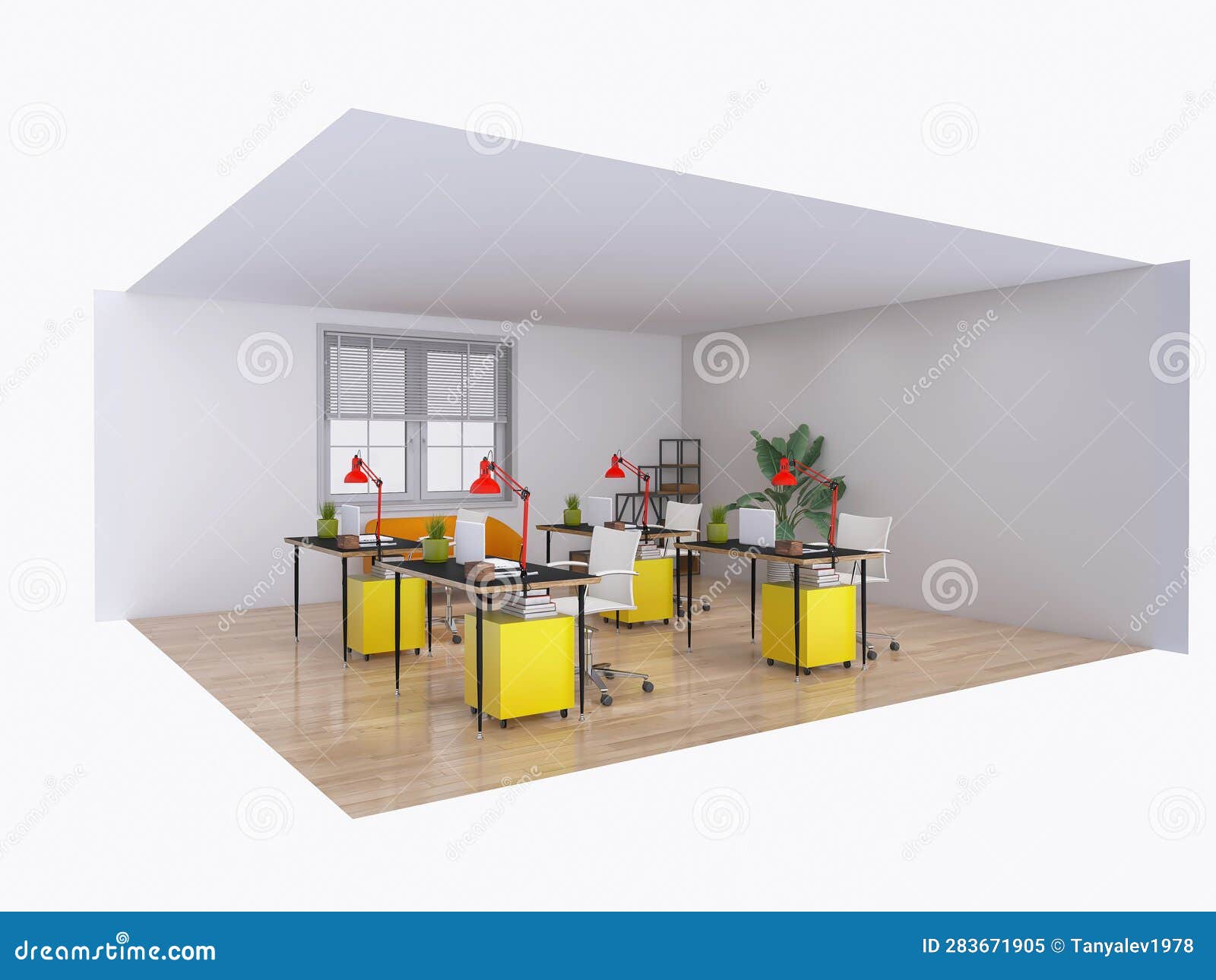Room Interior, Desktop with Computer 3d Render, 3d Illustration Concept ...