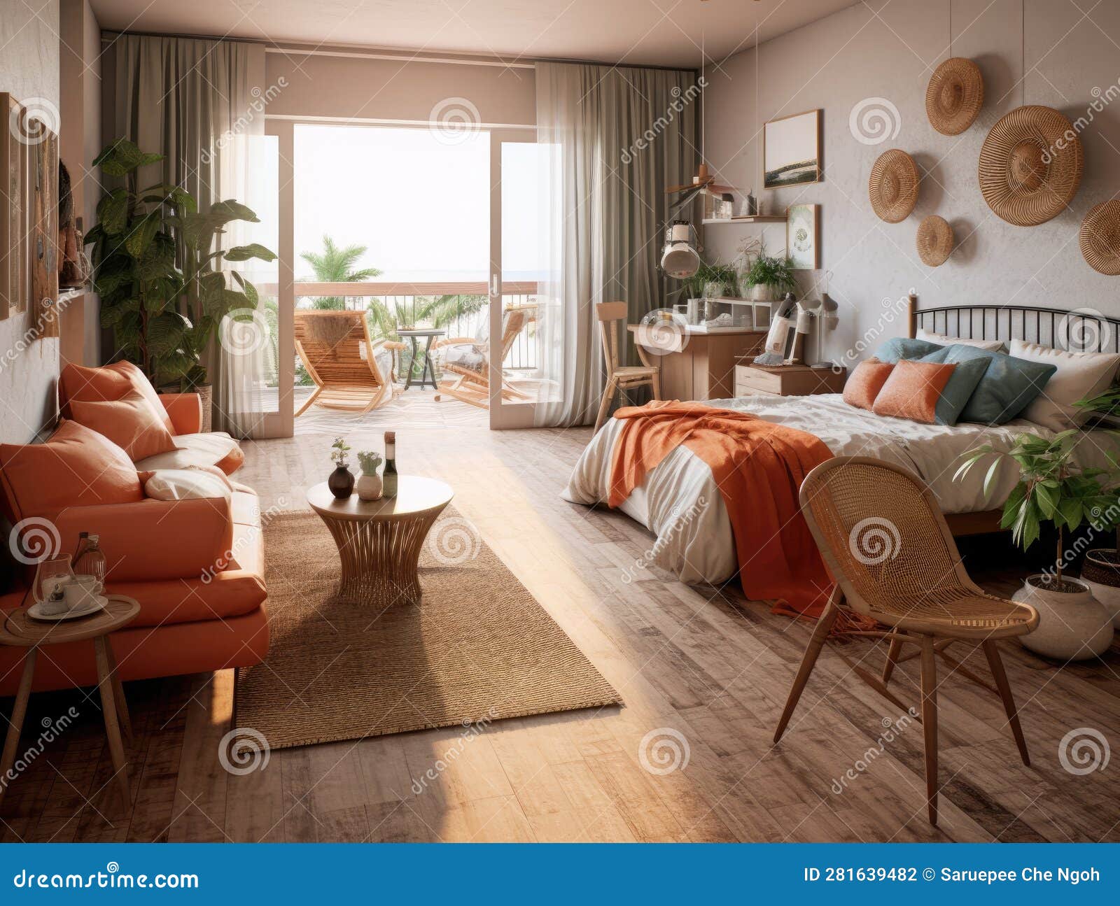 Room Interior with Nature View, Room Modern Tropical Style with ...