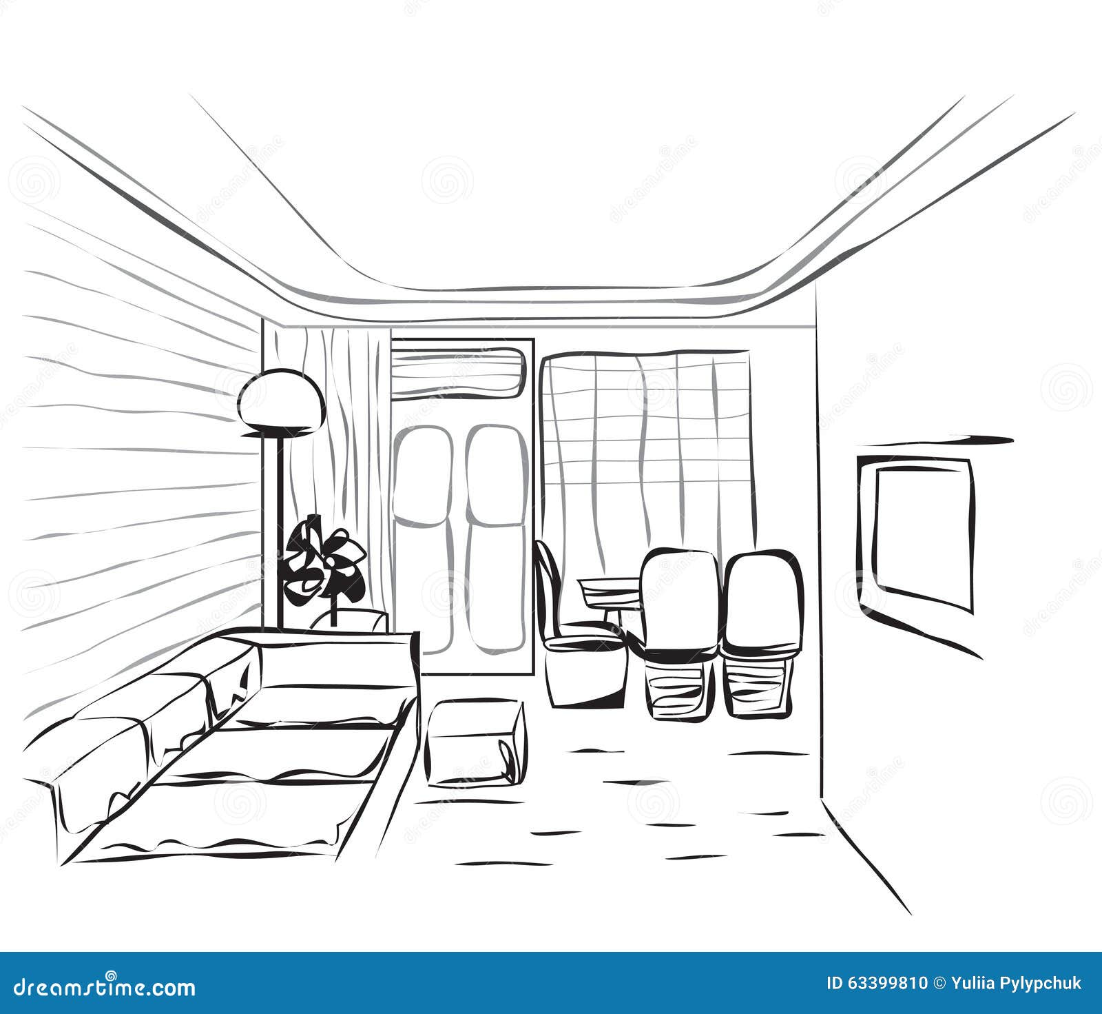 Room interior sketch stock vector. Illustration of design - 63399810