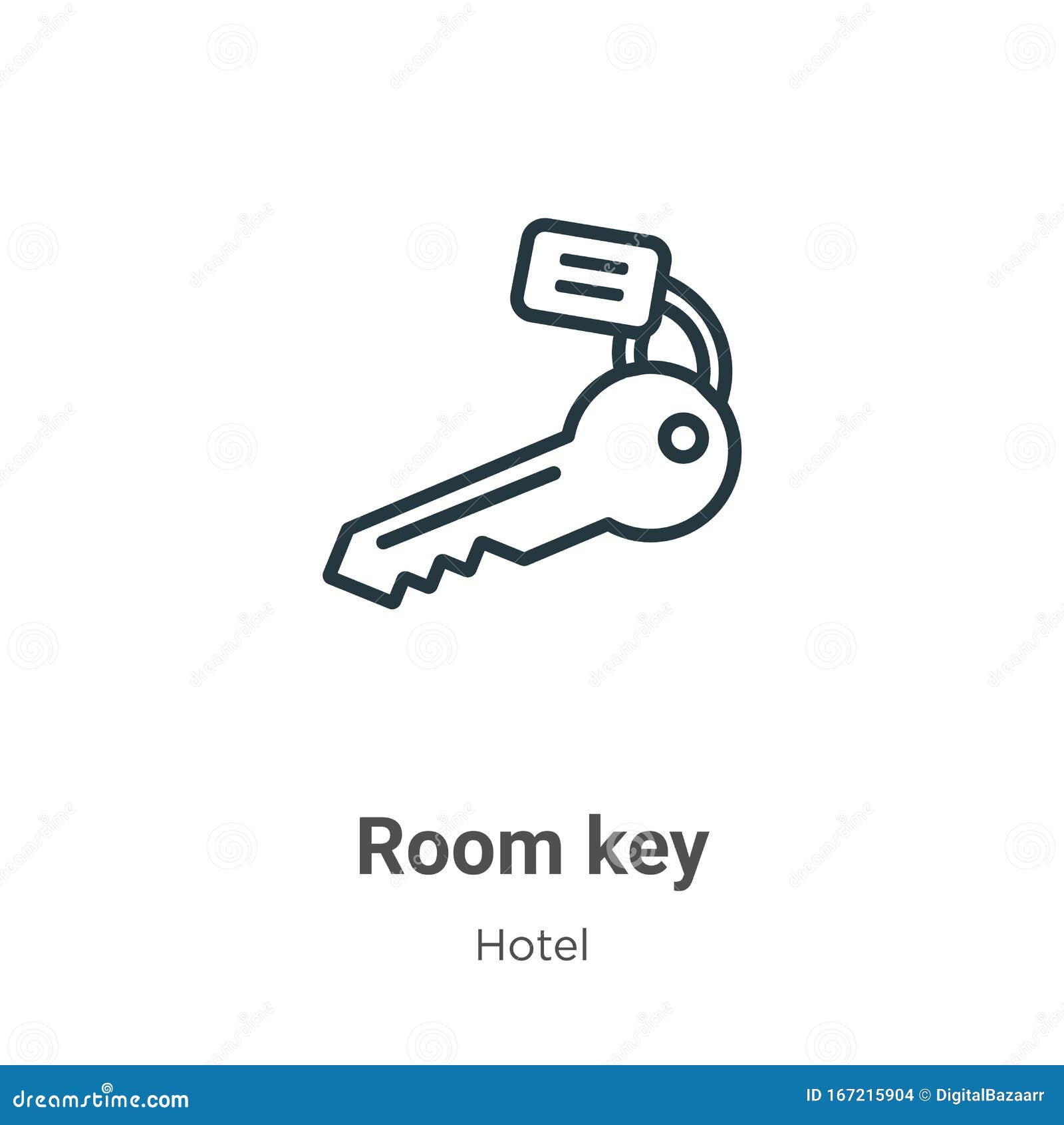 Room Key Outline Vector Icon. Thin Line Black Room Key Icon, Flat ...