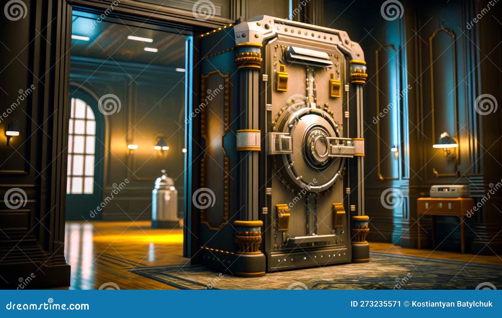 Room with Large Door and Clock on the Wall. Generative AI Stock ...