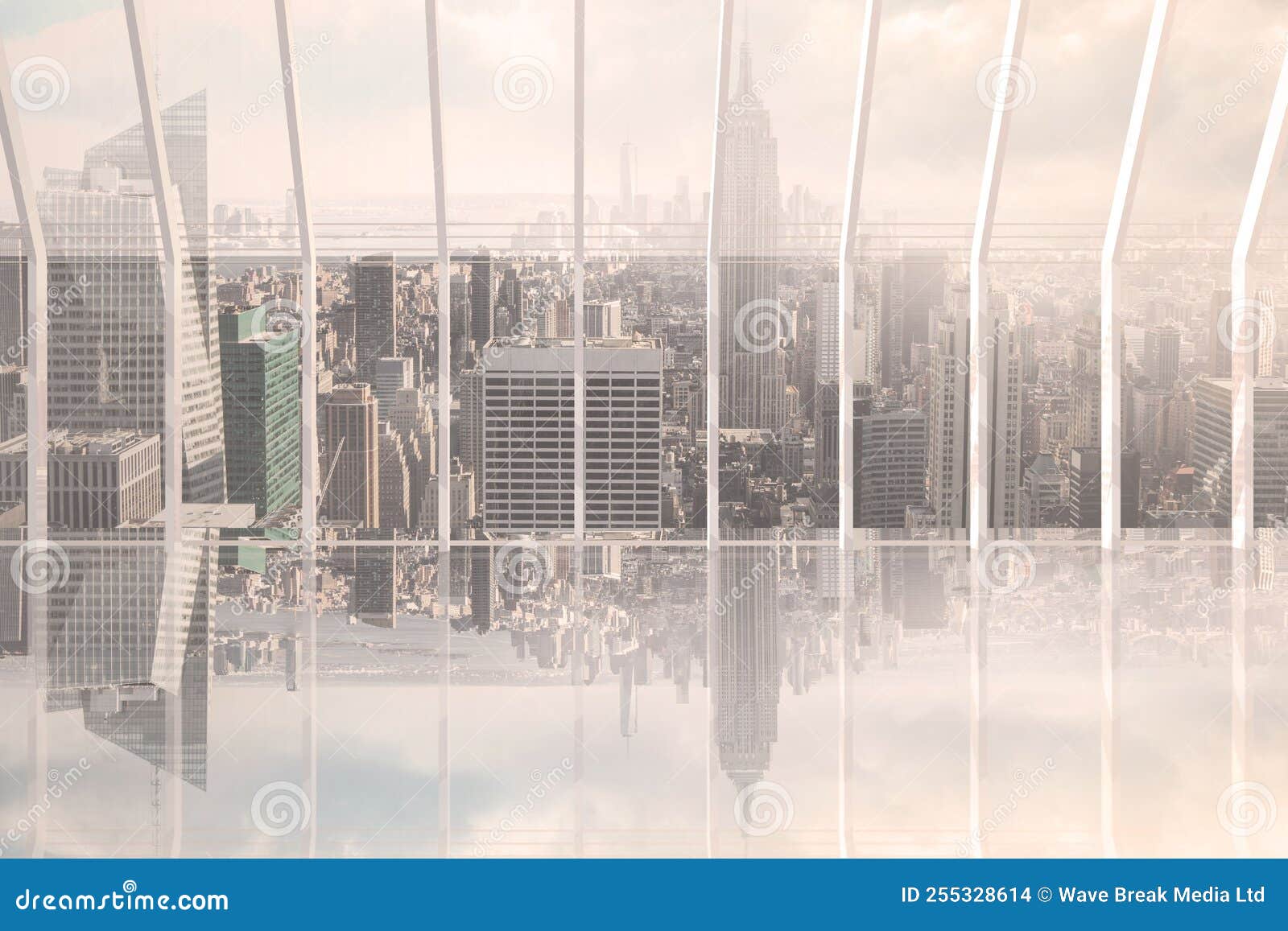 Room with Large Window Looking on City Stock Illustration ...