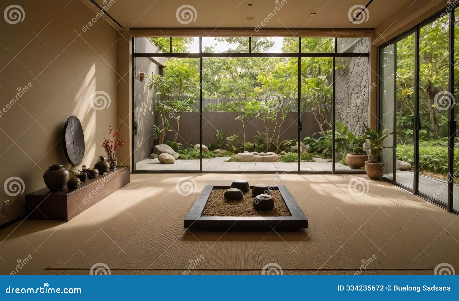 Room with Large Window and Screen Stock Illustration - Illustration of ...