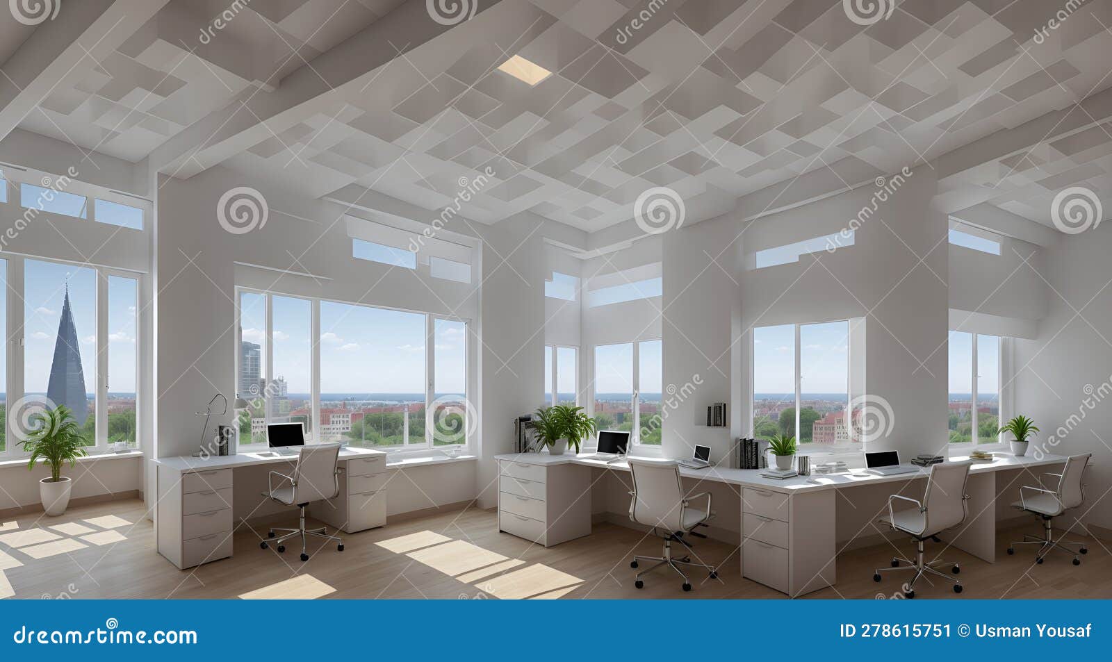 A Room with a Lot of Windows and Desks Created with Generative AI ...